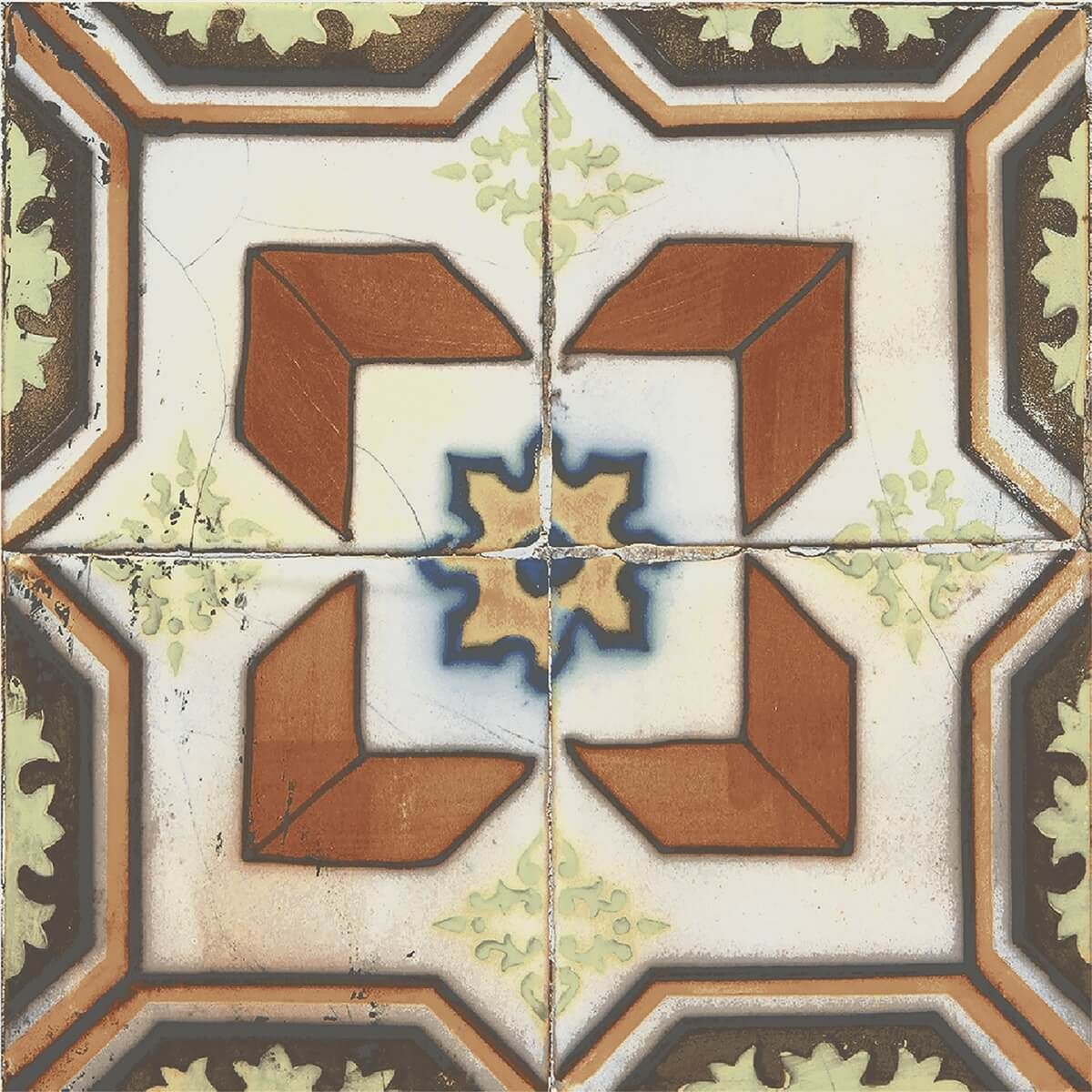 Amaya Beige Matt Patterned Porcelain Tile (200x200mm) | Go Tiles