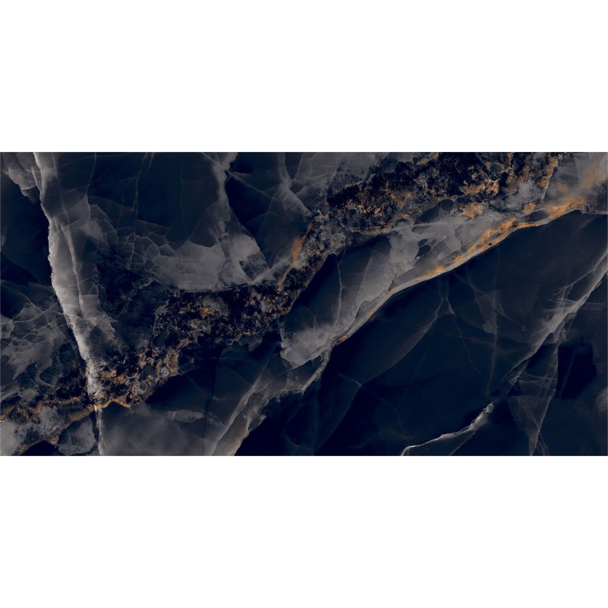 Nolan Black Onyx Marble High Gloss Porcelain Tile (1200x600mm) | Go Tiles