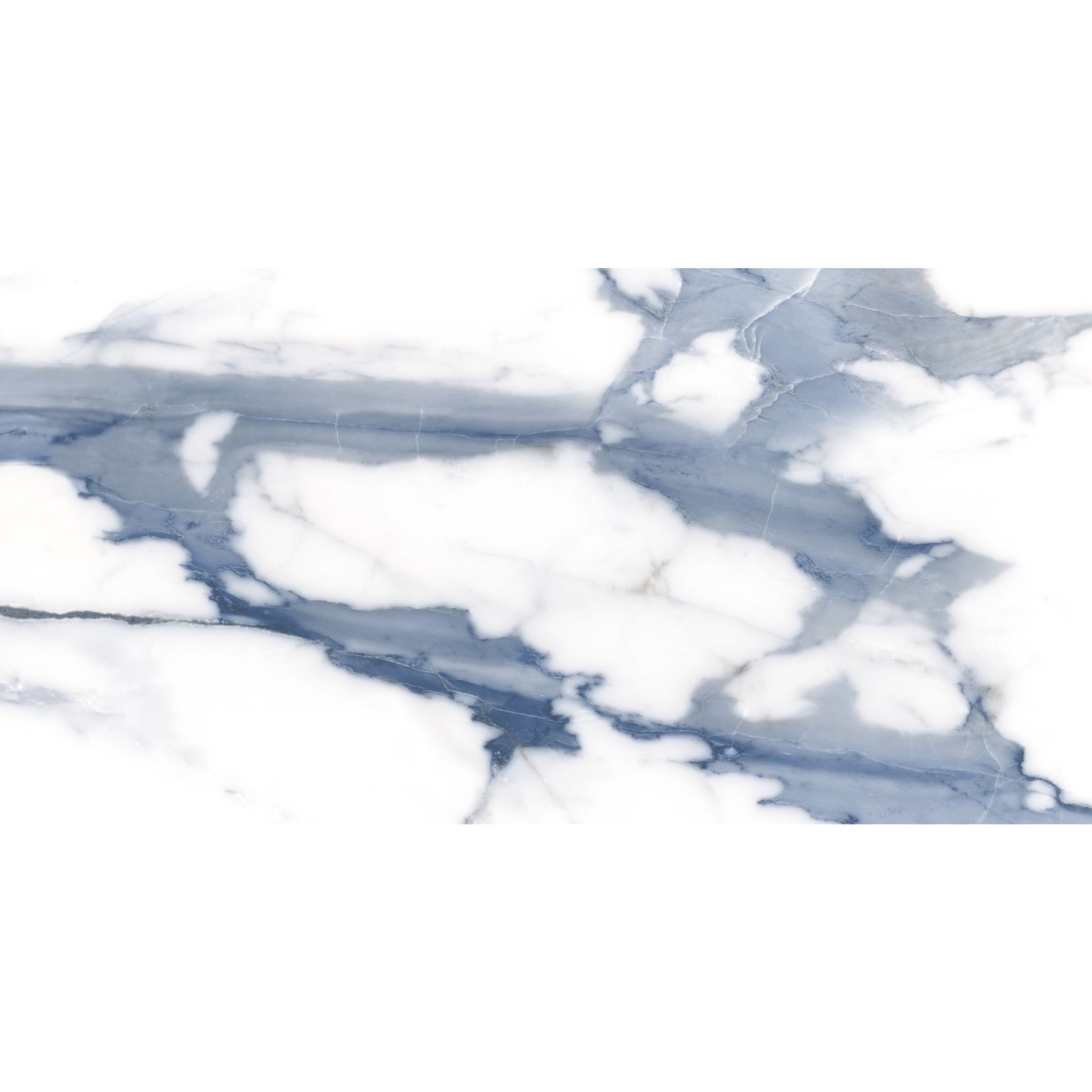 Salento Blue Gloss Marble Porcelain Tile (600x300mm) | Go Tiles