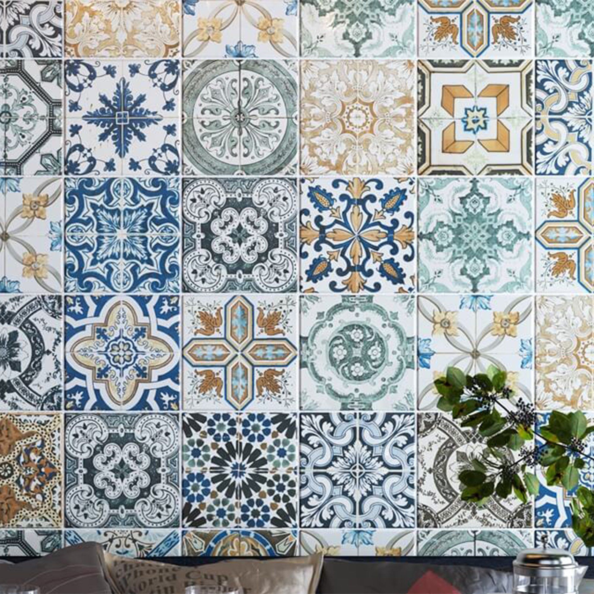 Amaya Beige Matt Patterned Porcelain Tile (200x200mm) | Go Tiles