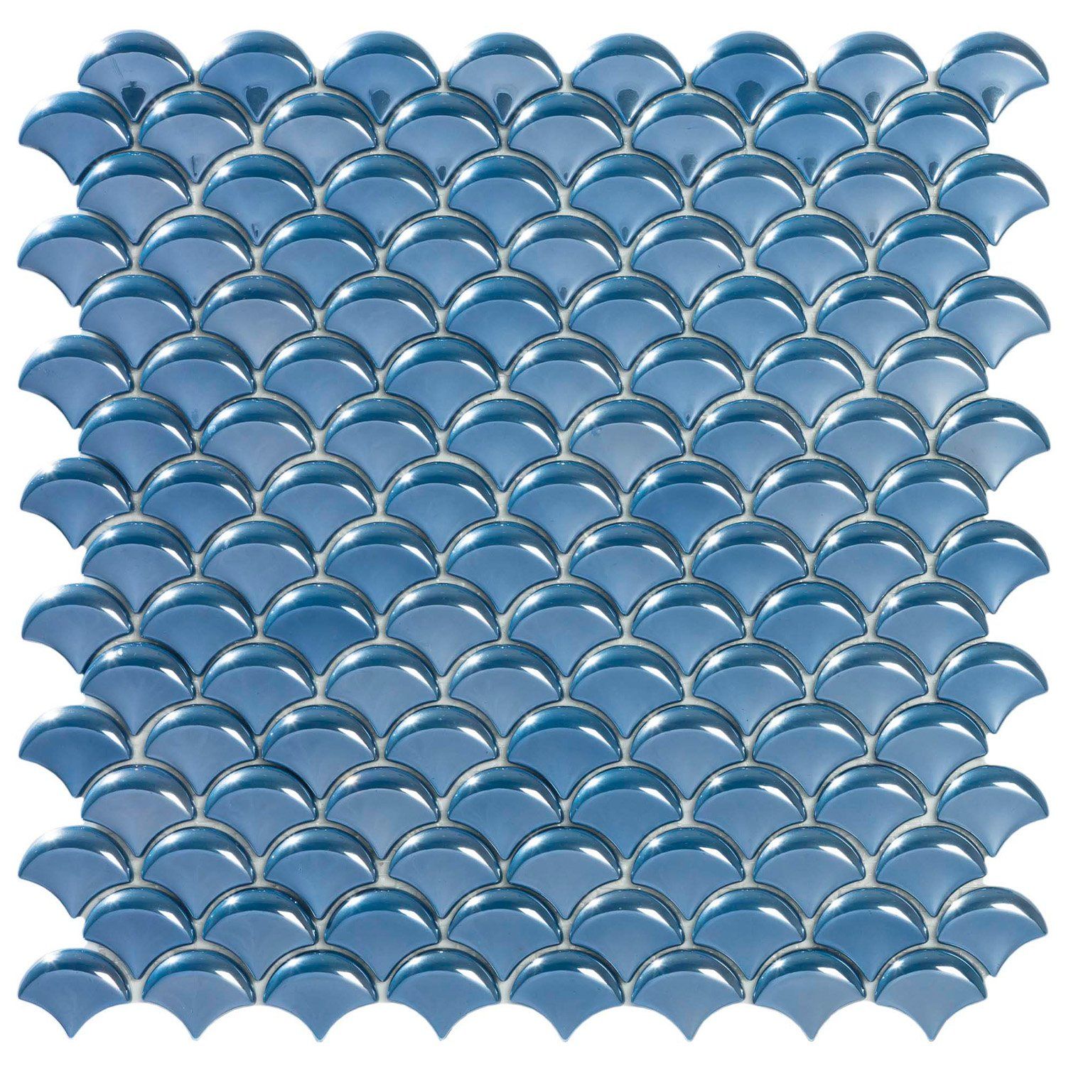 Trystan Blue Fan Mosaic Tile (﻿317x324mm) | GoTiles