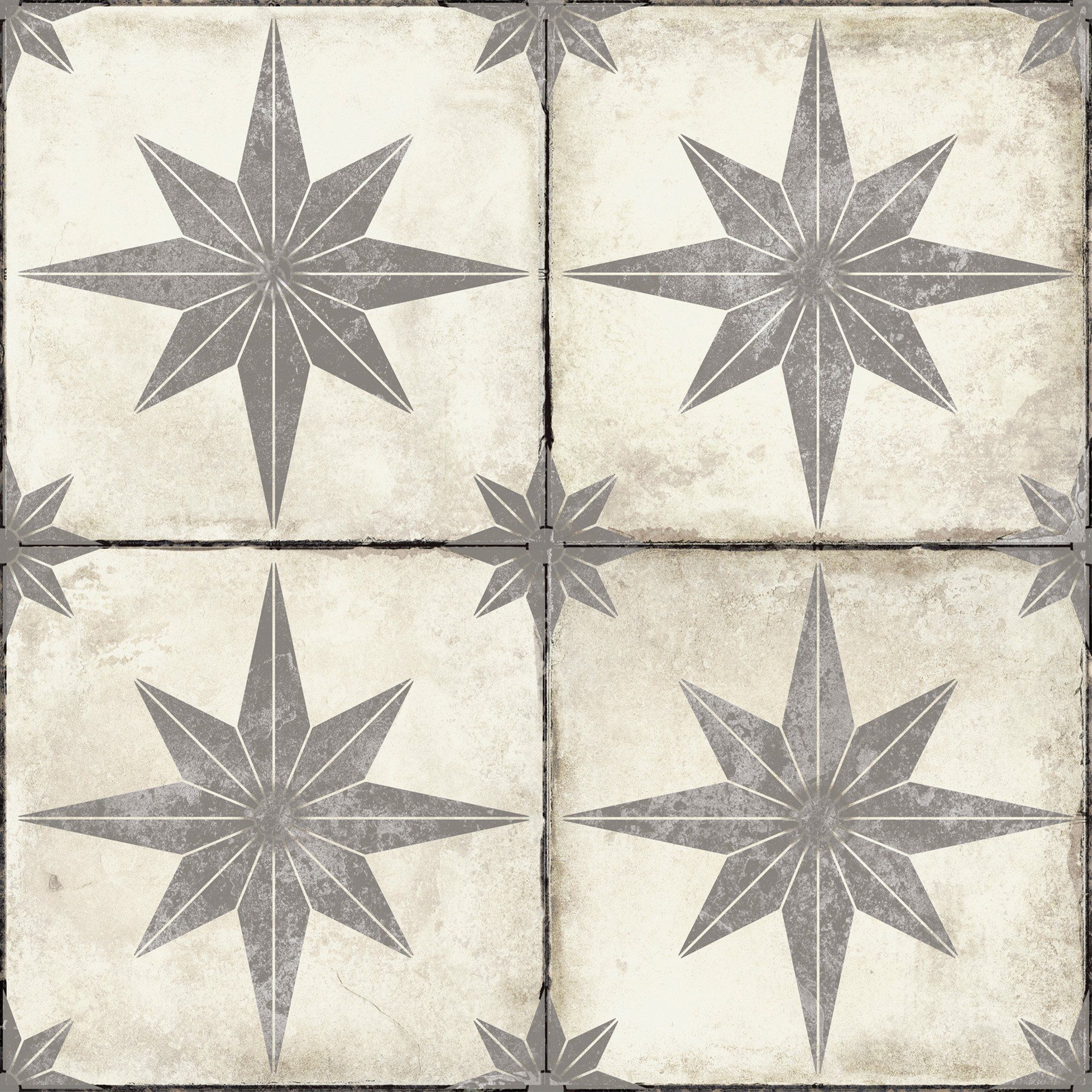 Skylar Grey Star Patterned Ceramic Tile | GoTiles