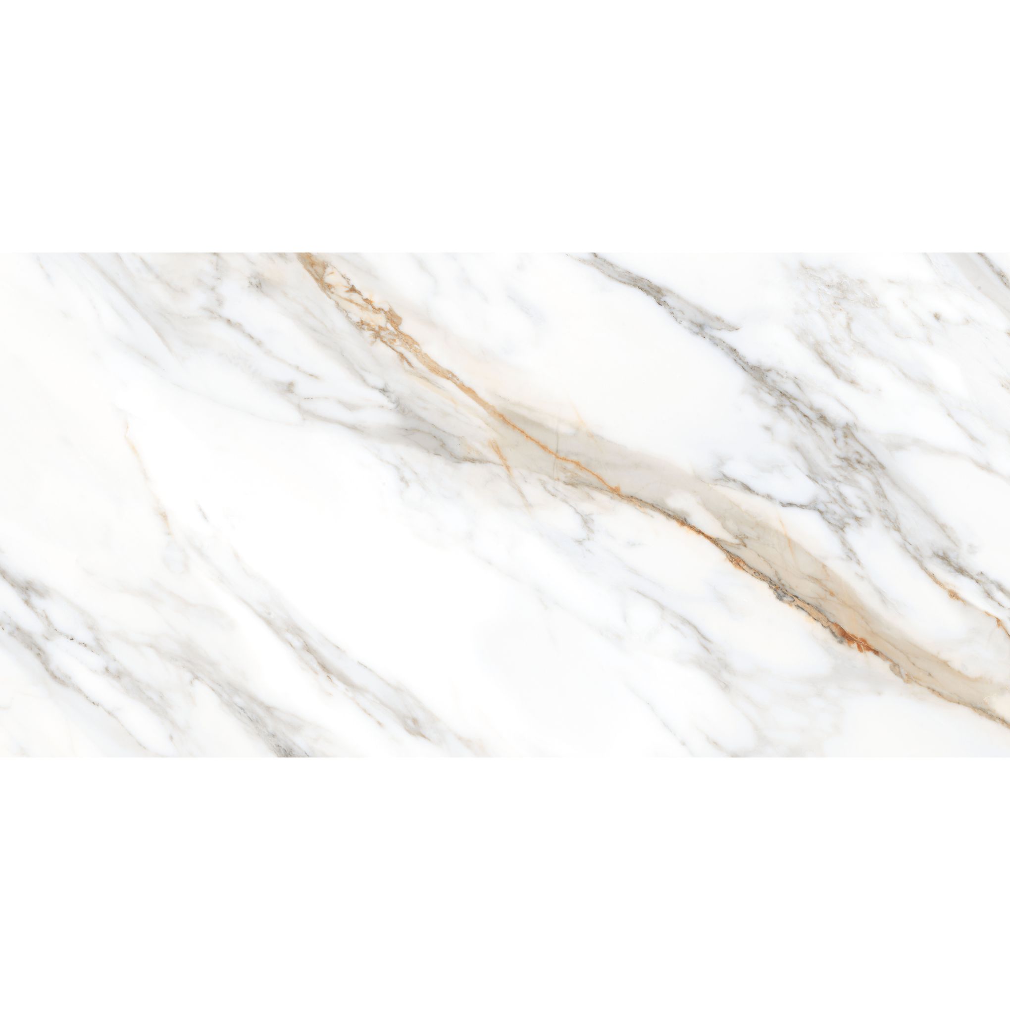Salento Gold White Gloss Marble Porcelain Tile (1200x600mm) | Go Tiles