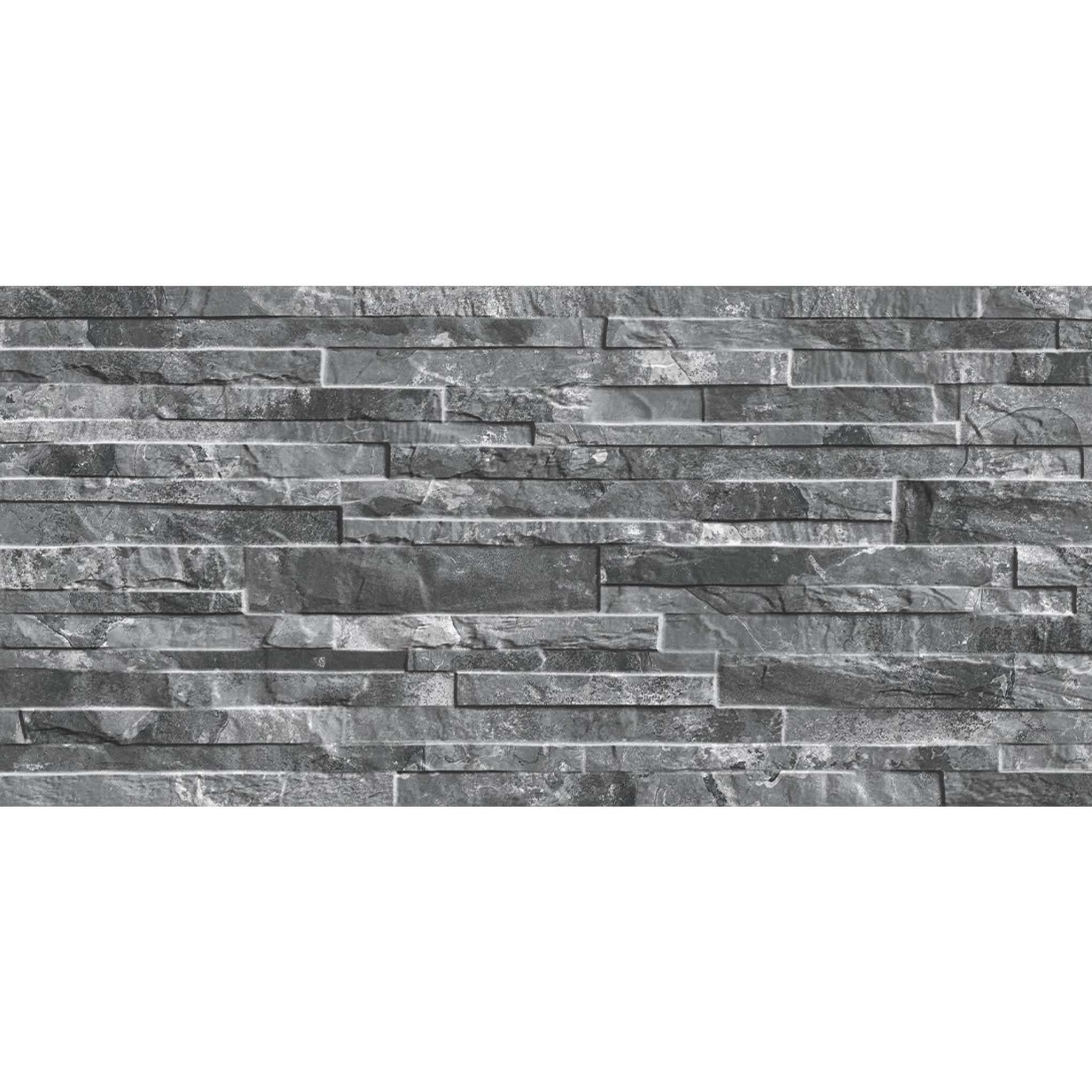Athens Dark Grey Textured Stone Porcelain Tile (890x320mm) | Go Tiles