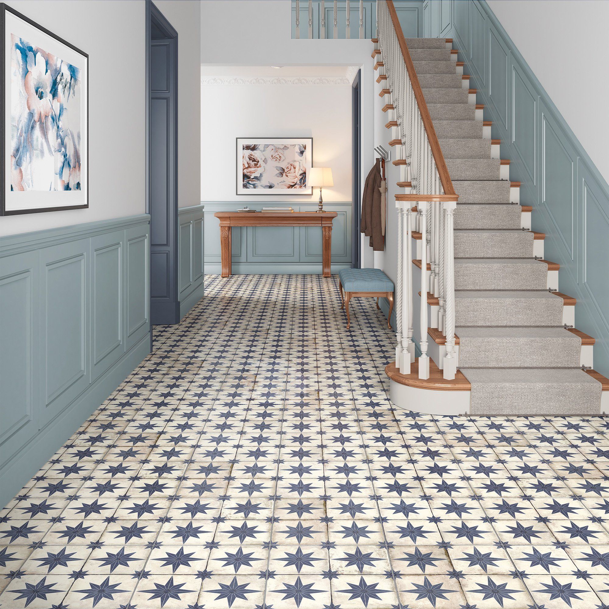 Skylar Blue Star Patterned Tile | Star Tile | GoTiles