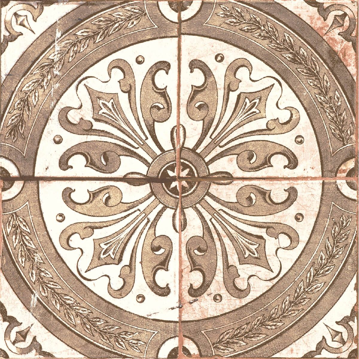 Amaya Beige Matt Patterned Porcelain Tile (200x200mm) | Go Tiles