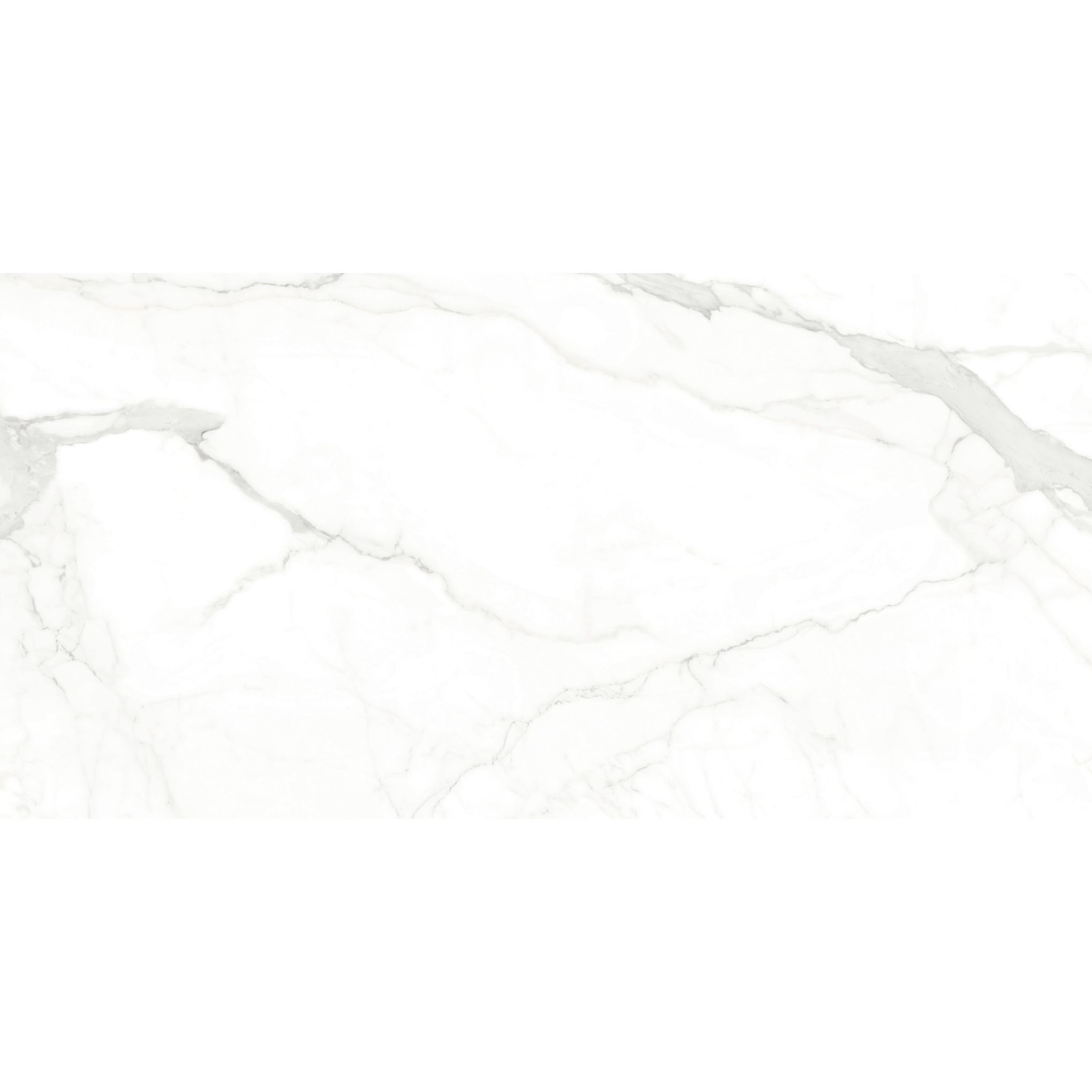 Salento White Gloss Marble Porcelain Tile (1200x600mm) | Go Tiles