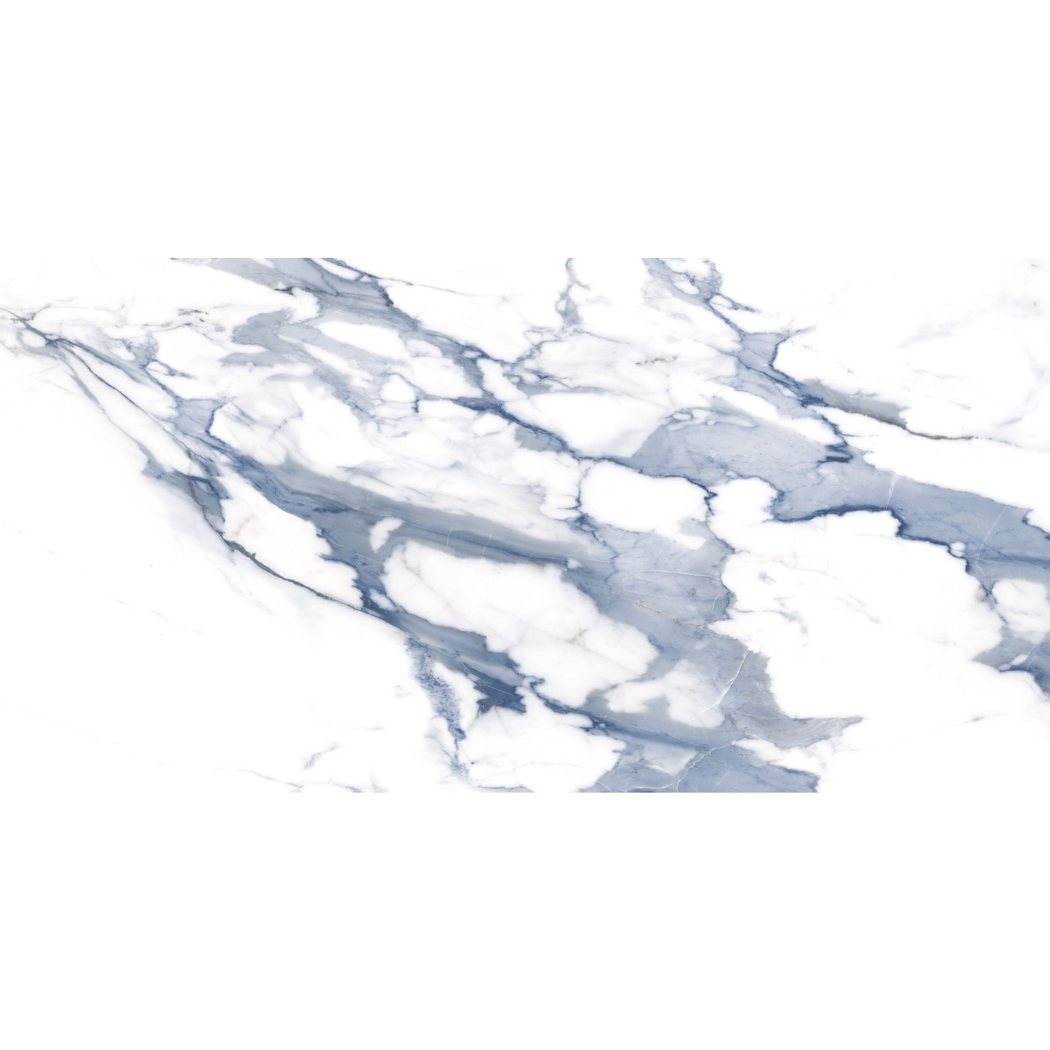 Salento Blue Gloss Marble Porcelain Tile (1200x600mm) | Go Tiles