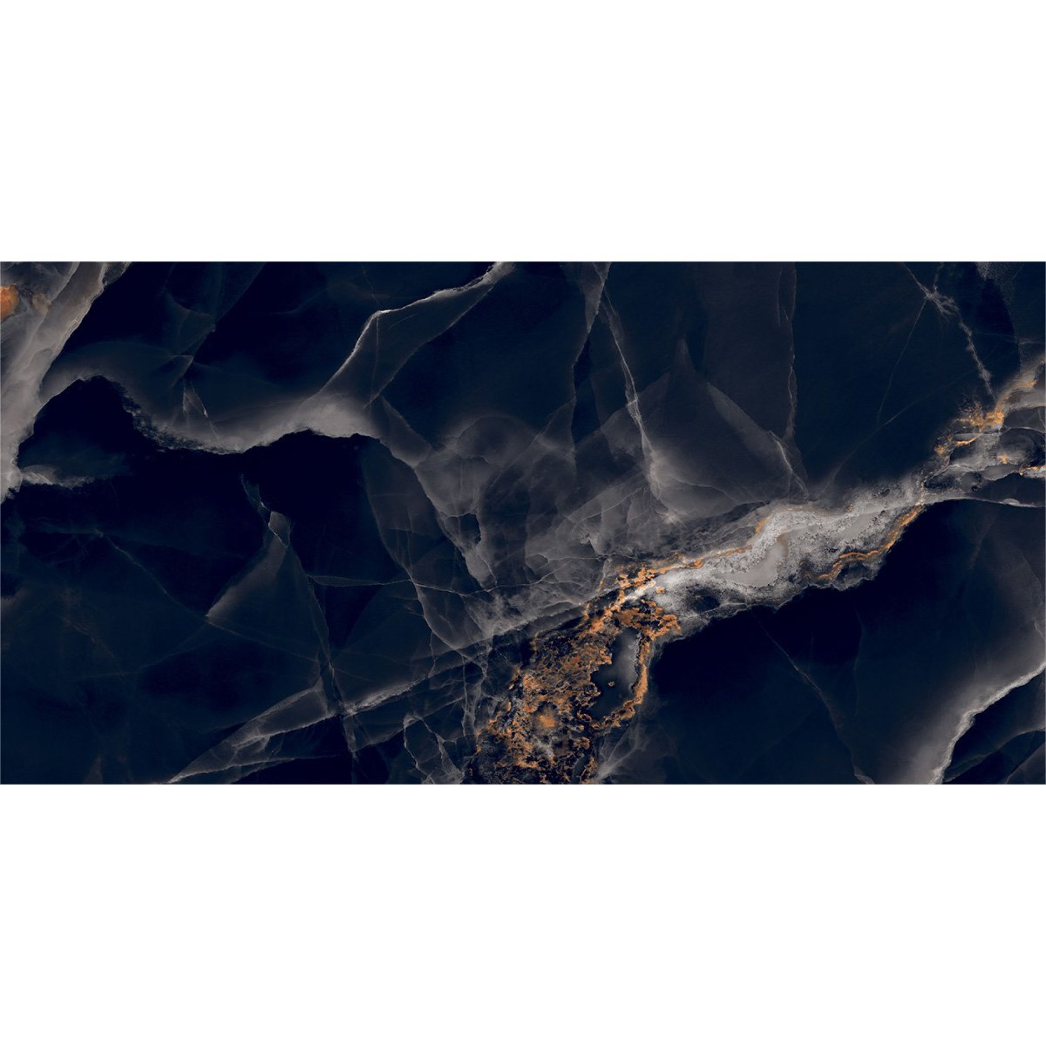 Nolan Black Onyx Marble High Gloss Porcelain Tile (1200x600mm) | Go Tiles