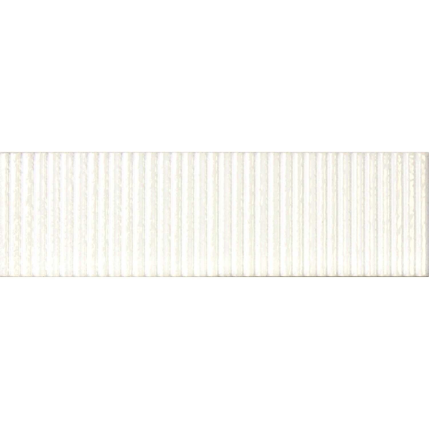 Cheri White Ribbed Ceramic Brick Tile (300x75mm) | Go Tiles