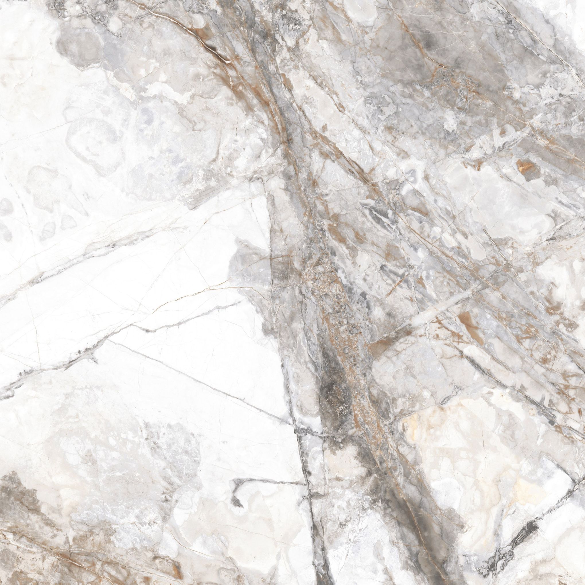 Fabulosa White Multi Marble Polished Porcelain Tile (600x600mm) | Go Tiles
