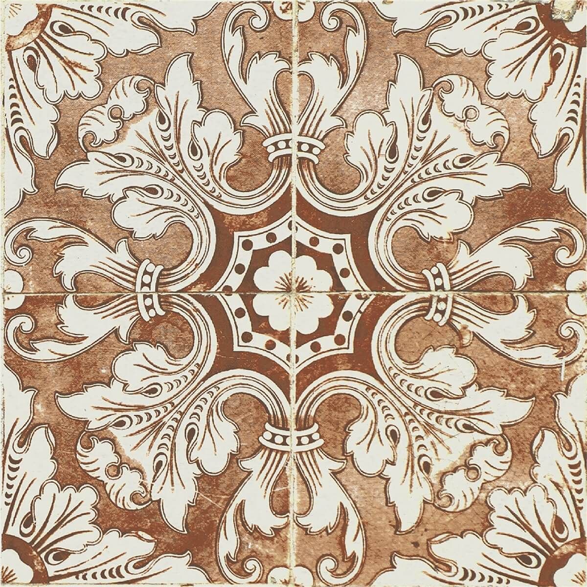 Amaya Beige Matt Patterned Porcelain Tile (200x200mm) | Go Tiles