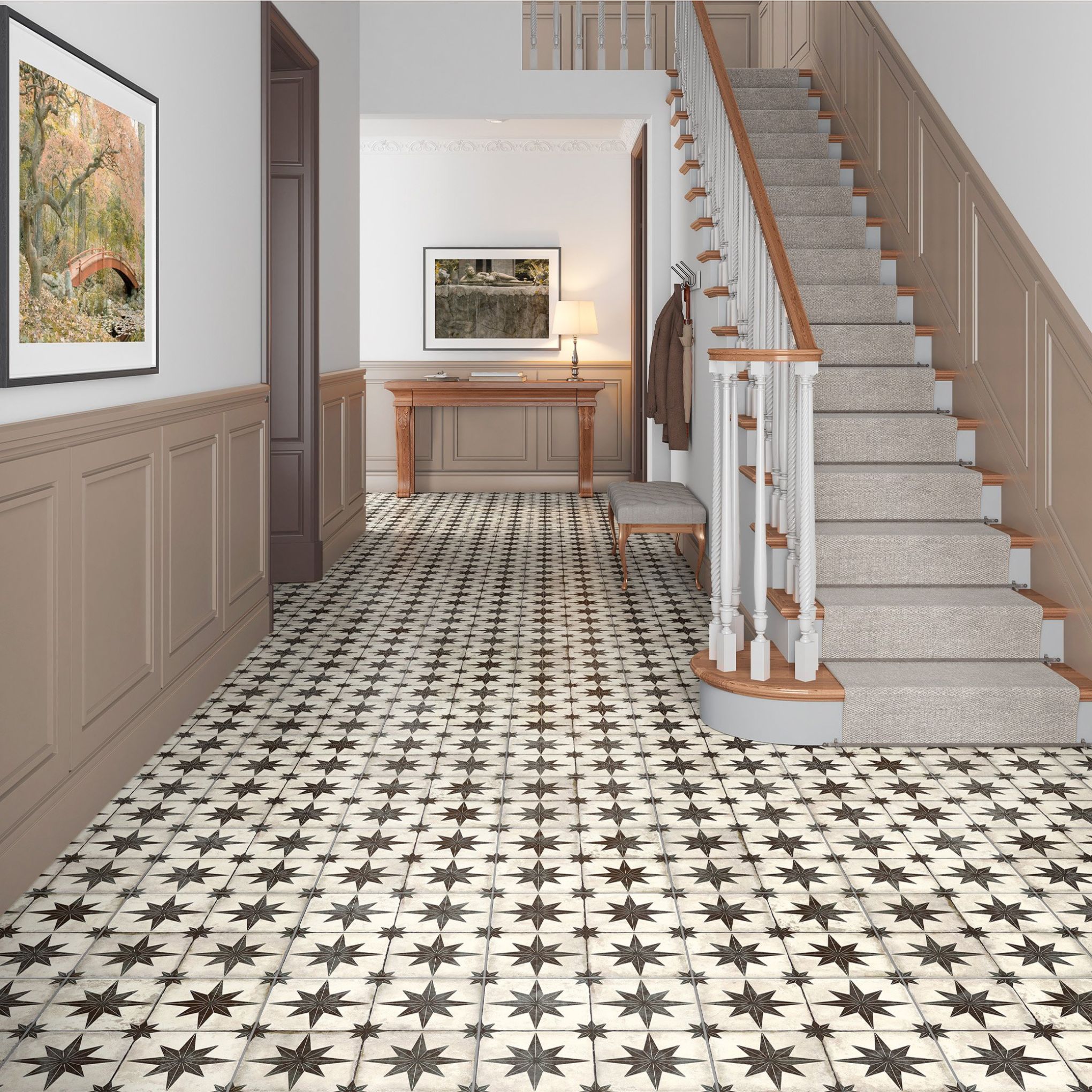 Skylar Black Star Patterned Ceramic Tile | GoTiles