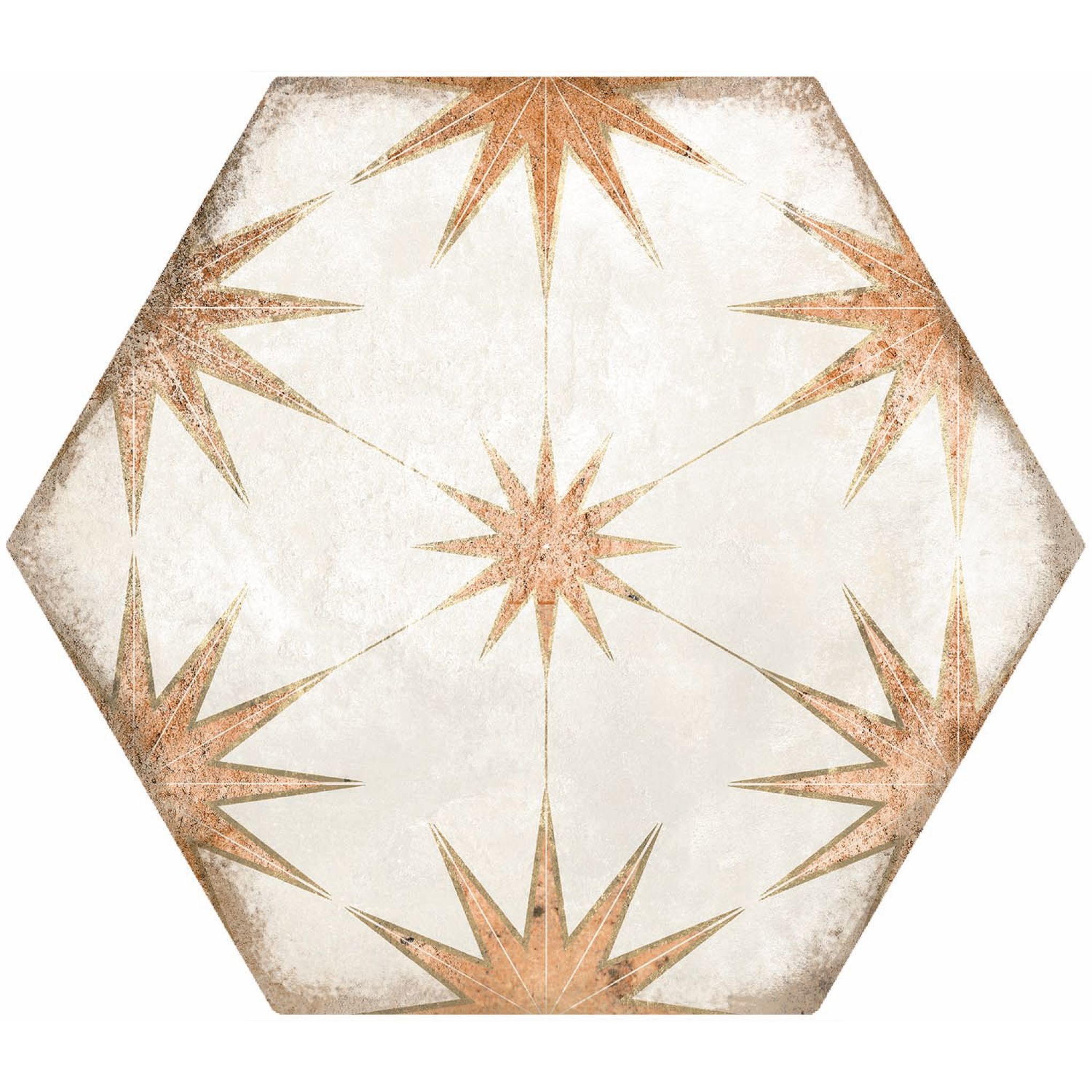 Jenson Beige Patterned Porcelain Hexagon Tile (228x198mm) | Go Tiles