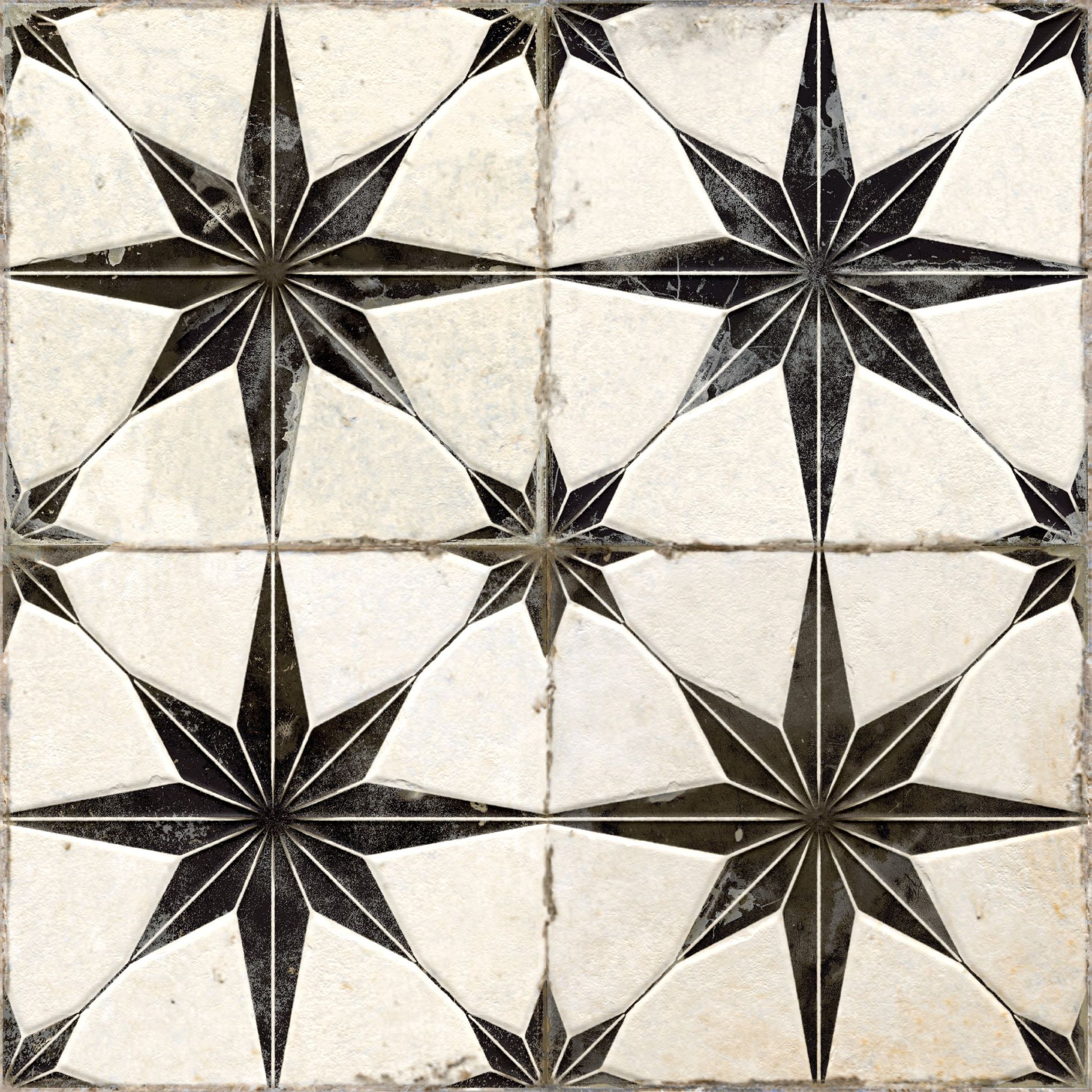 Hydra Embossed Black Patterned Ceramic Tile (450x450mm) | Go Tiles