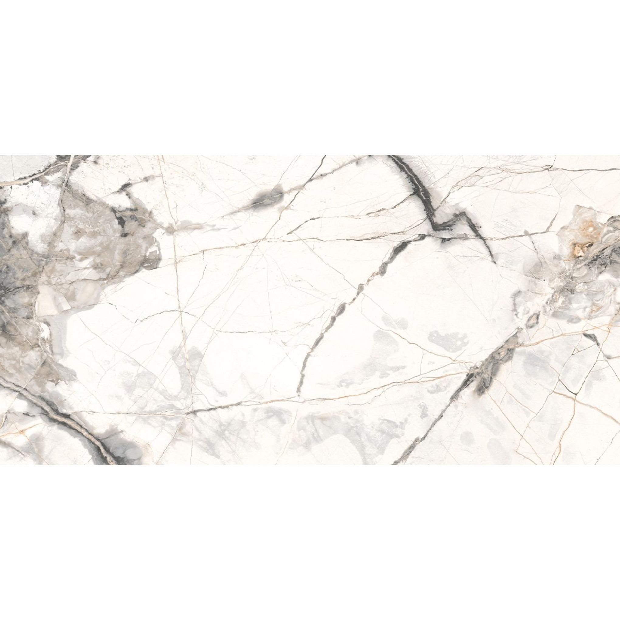 Fabulosa White Multi Marble Matt Porcelain Tile (600x300mm) | Go Tiles