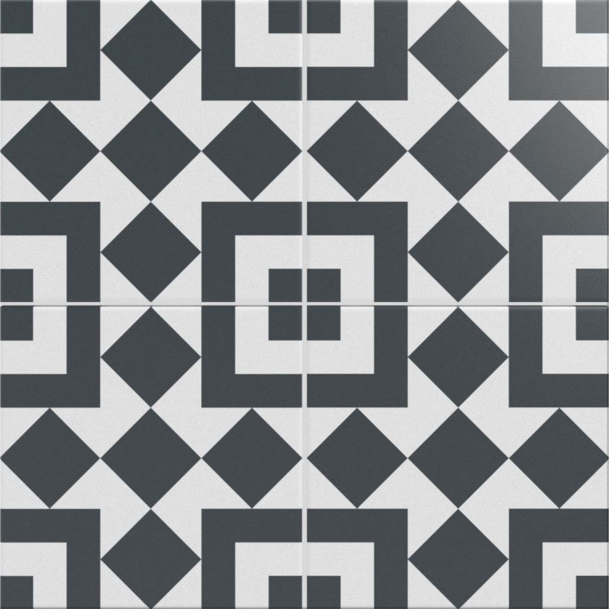 Cash Monochrome Geometric Patterned Porcelain Tile (200x200mm) | Go Tiles