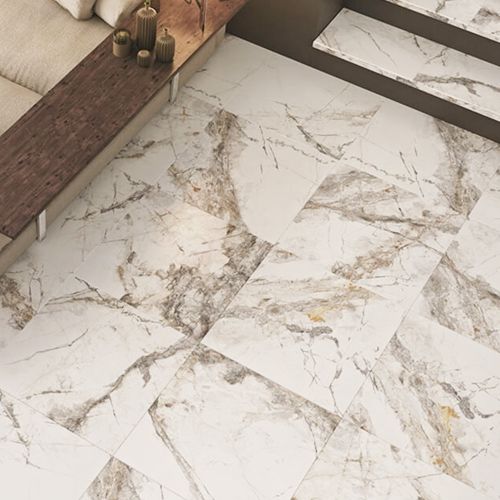 Fabulosa White Multi Marble Matt Porcelain Tile (600x600mm) | Go Tiles