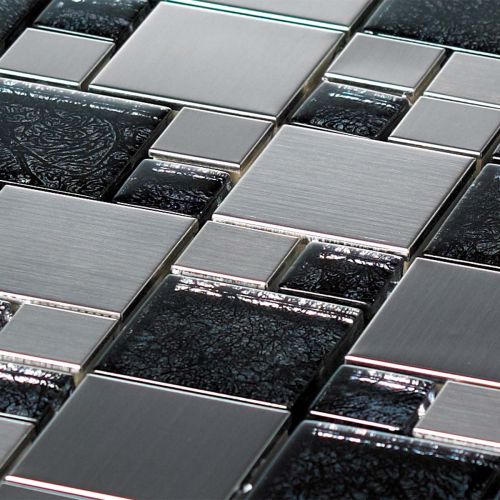 Triton Black Mixed Modular Mosaic Tile (300x300mm)| Mosaics | GoTiles