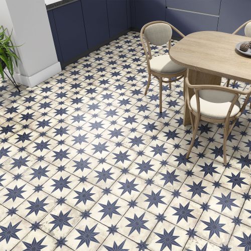 Skylar Blue Star Patterned Tile | Star Tile | GoTiles
