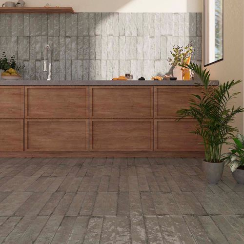 Benedict Grey Porcelain Brick Tile (300x75mm) | Go Tiles