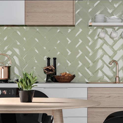 Metro Sage Green Ceramic Brick Tile (200x100mm) | Go Tiles