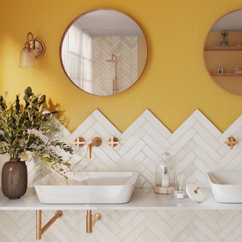 Lira White Ceramic Brick Tile (300x75mm) | White Metro Tiles