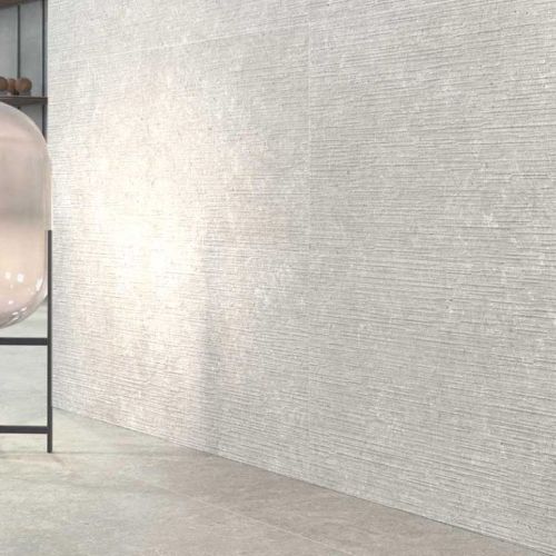 Axim White Textured Stone Ceramic Tile (900x316mm) | GoTiles