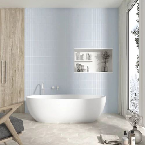Avon Baby Blue Ceramic Brick Tile (200x50mm) | Go Tiles