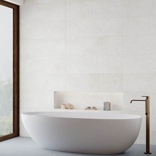 Oasis White Stone Ceramic Tile (1000x315mm) | GoTiles