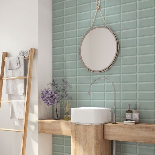 Metro Powder Blue Ceramic Brick Tile (200x100mm) | Go Tiles