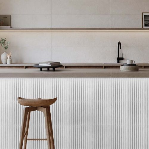 Oasis White Stone Textured Ceramic Tile (1000x315mm) | GoTiles