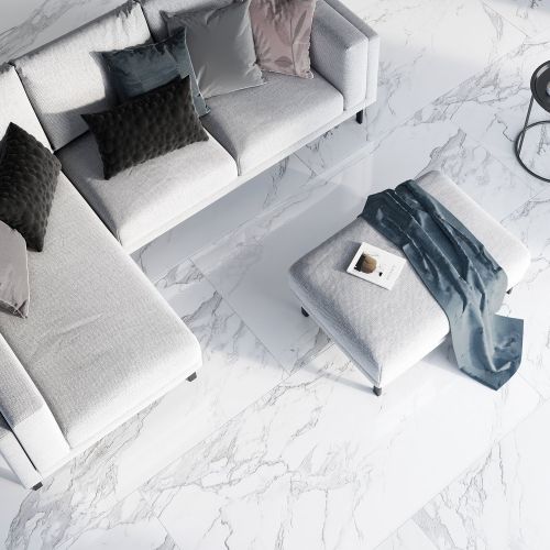 Inferno White Marble Porcelain Tile (1200x600mm) | GoTiles