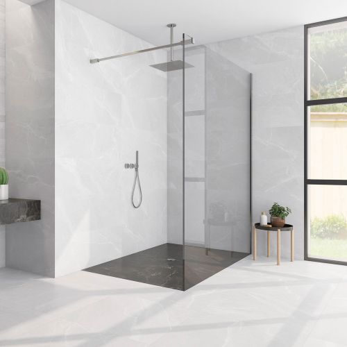 Bowman Light Grey Stone Porcelain Tile (900x900mm) | Go Tiles
