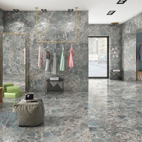 Vela Green Grey Stone Porcelain Tile (1200x600mm) | Go Tiles
